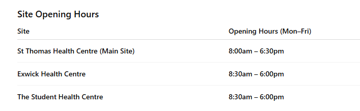 Important Patient Announcement – Updated Opening Hours - St Thomas ...